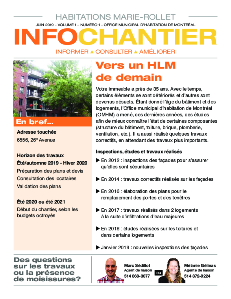INFOCHANTIER habitations Marie-Rollet | Office municipal d'habitation ...